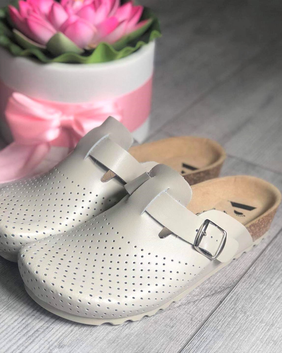 Ορθοπεδικά Δερμάτινα Σαμπό - Μπεζ - Senso Footwear